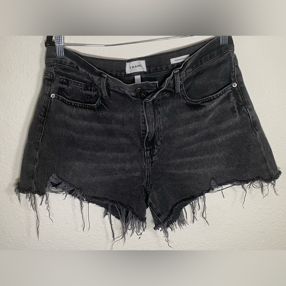 Frame Denim I Le Brigette Black Distressed Frayed Hem… - Gem